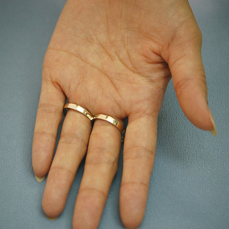 14K Solid Gold Handmade Personalized Two Finger Name Ring Fine - Etsy