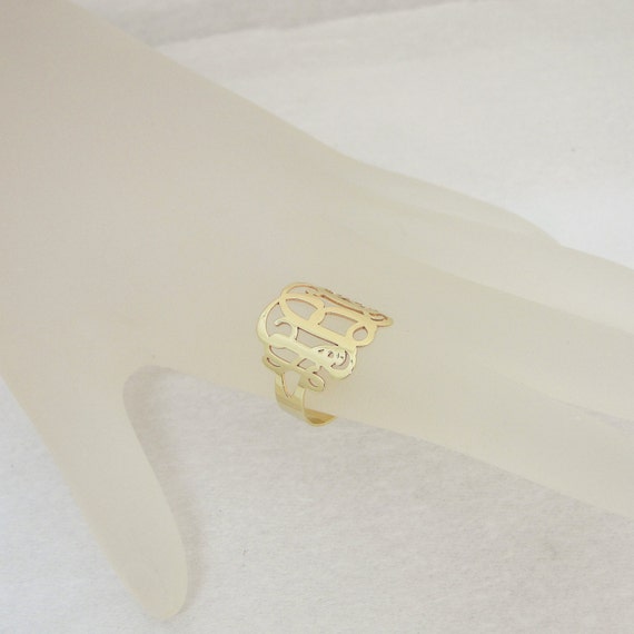 Personalized 14k Gold With Script Initials Monogram Ring, 57% OFF