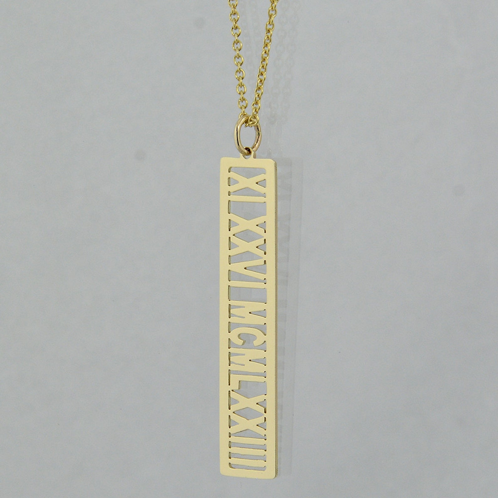 Personalized Vertical Bar 1.5 Inch Pendant Solid 10k or 14k Gold Fine ...