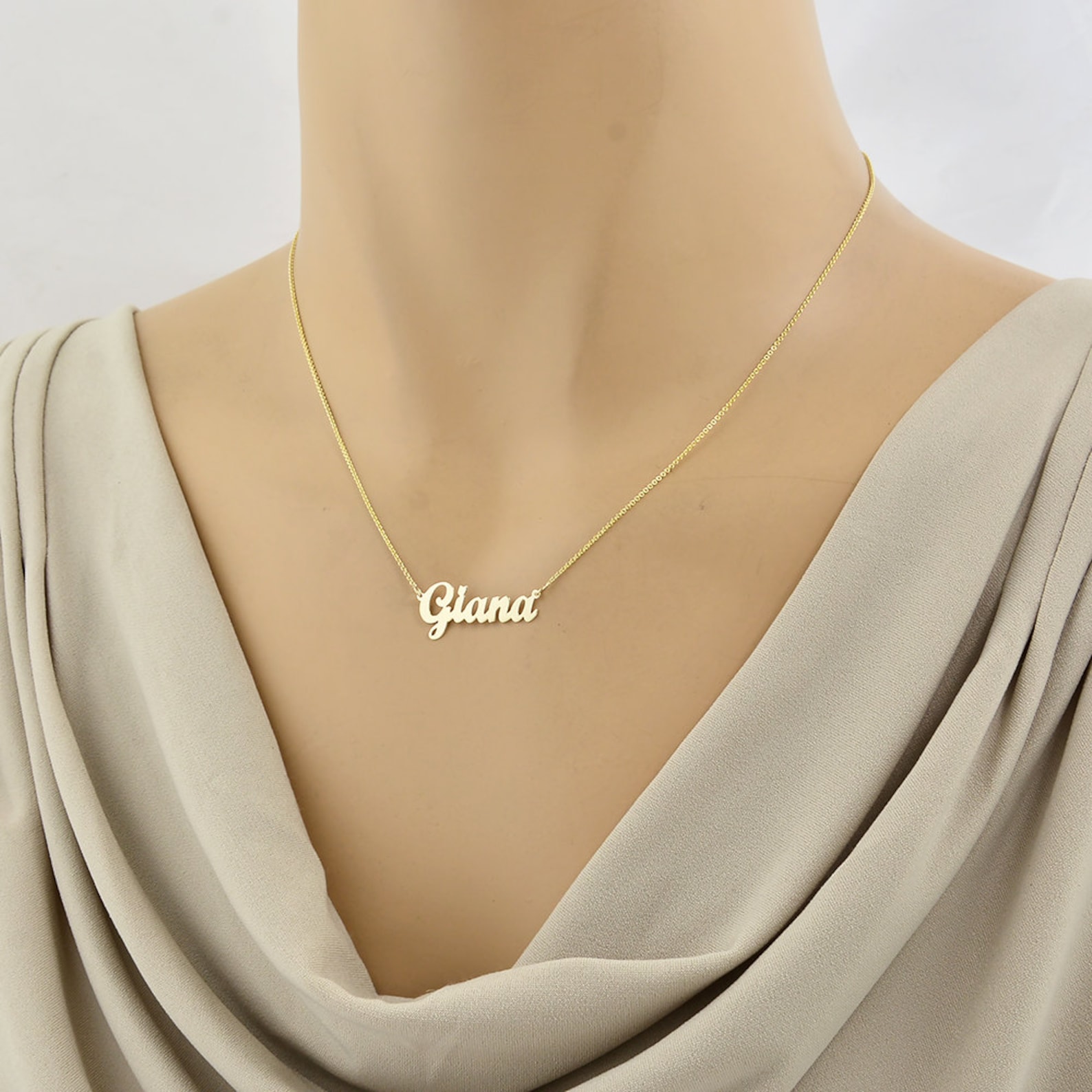 Dainty Script Name Necklace Solid Gold 1 Inch Personalized - Etsy
