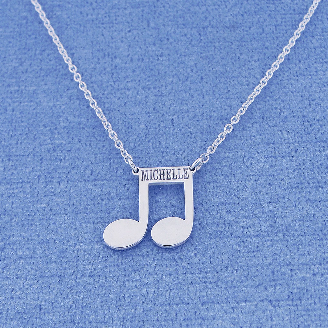 Personalized Small Sterling Silver Deep Laser Engraved Name Music Note ...