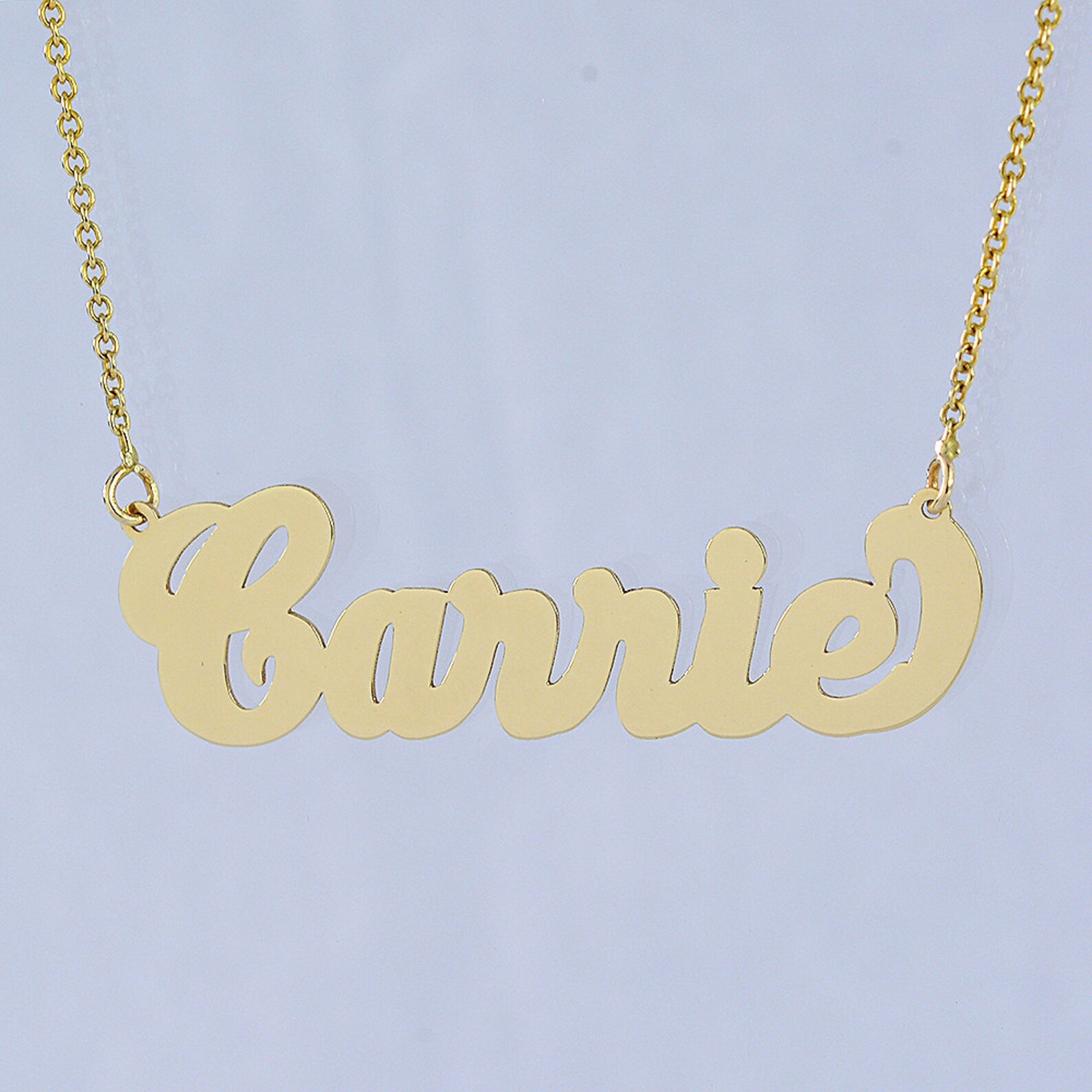 10kt or 14kt Solid Gold Personalized Carrie Cursive Bold Name - Etsy
