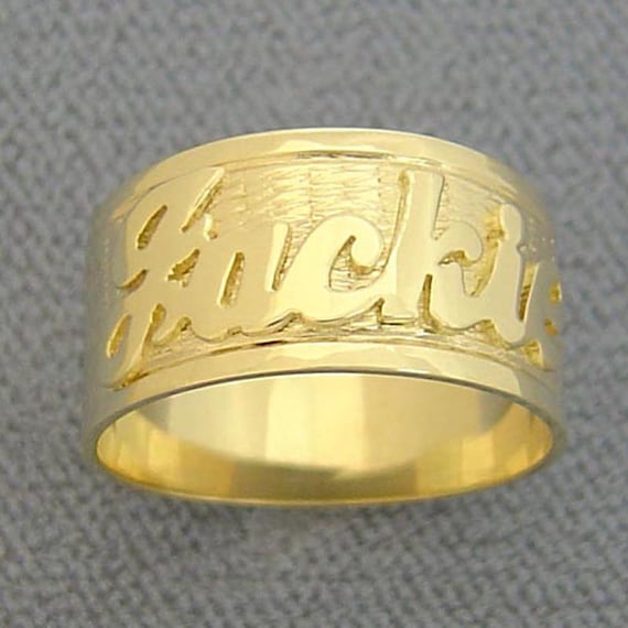 14K Solid Gold Handmade Personalized Script Font Name Band | Etsy