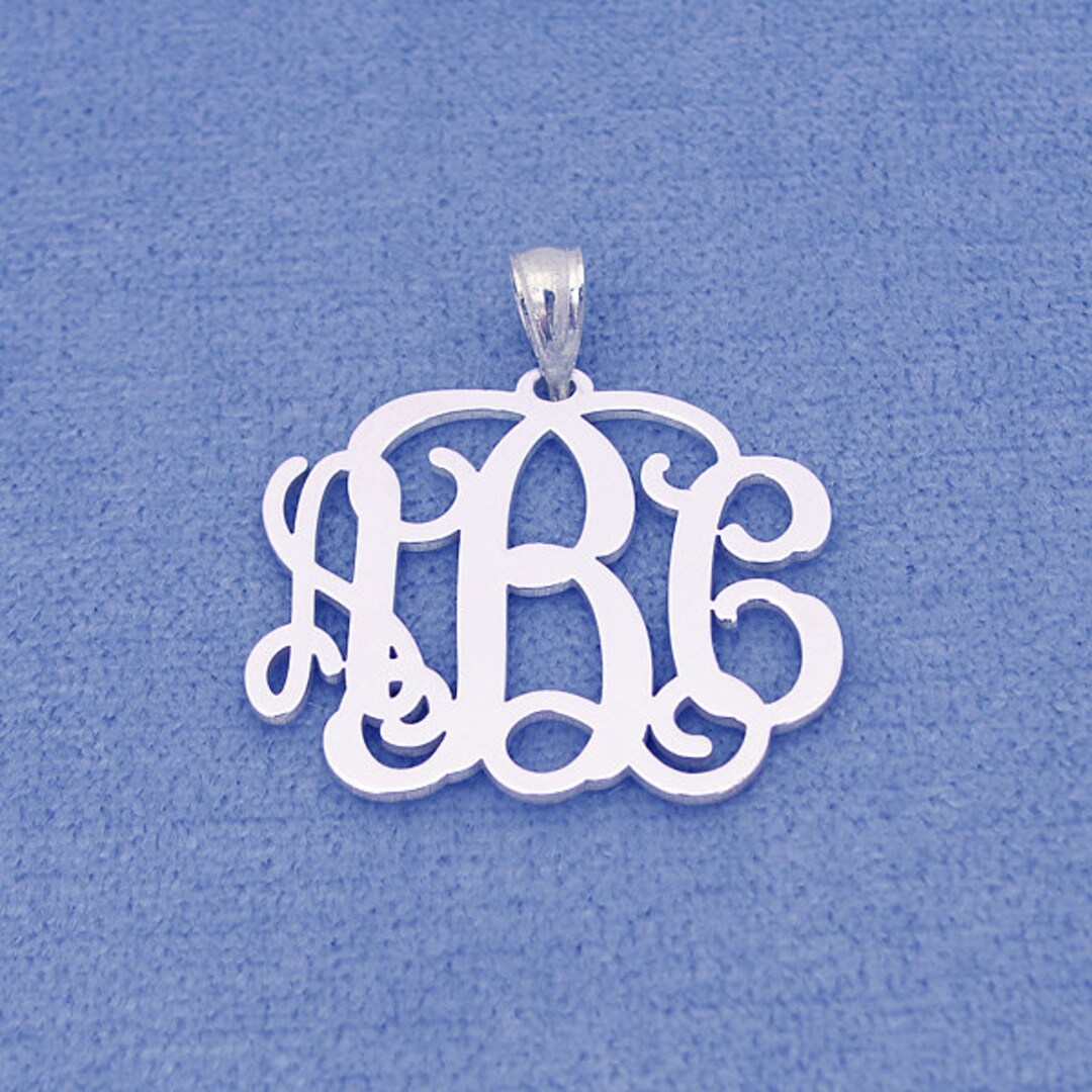 Personalized Solid Sterling Silver 3 Initials Monogram Pendant Necklace ...