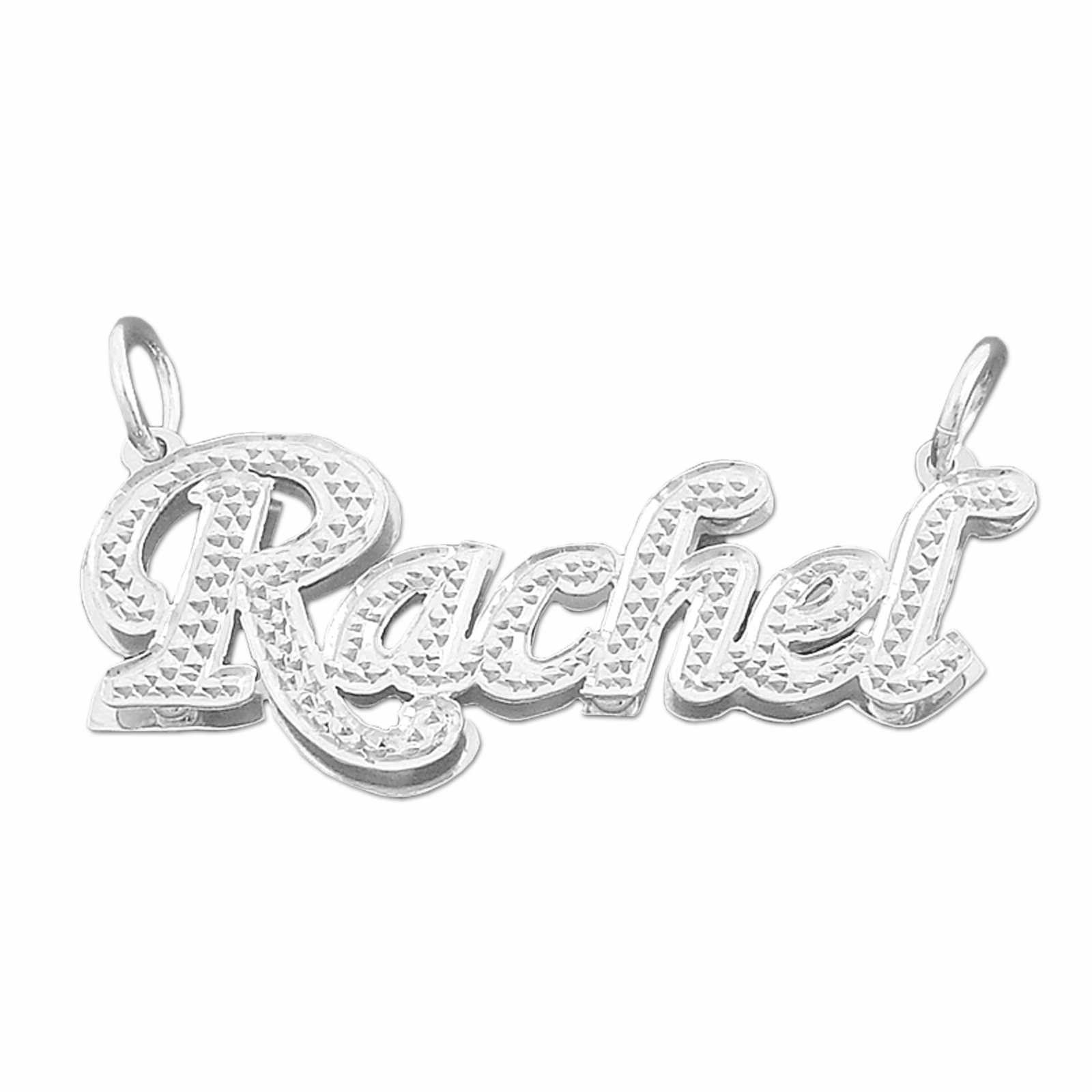 Small Size Silver Personalized Double Plate 3D Script Name Pendant