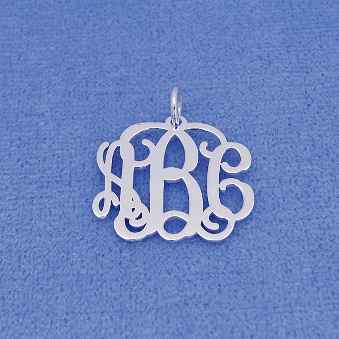 Small Solid Sterling Silver 3 Initials Monogram Pendant Necklace ...