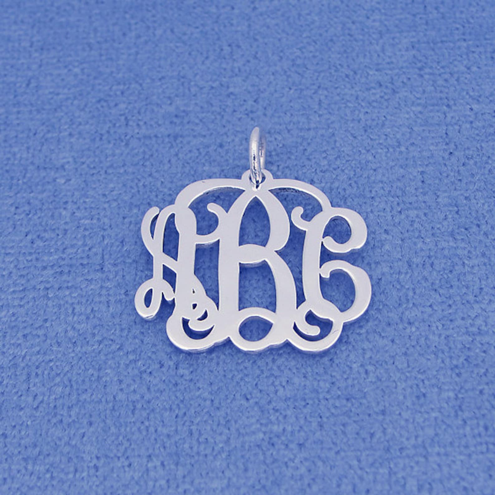 Small Solid Sterling Silver 3 Initials Monogram Pendant | Etsy