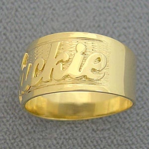 10K Solid Gold Handmade Personalized Script Font Name Band Ring Fine ...