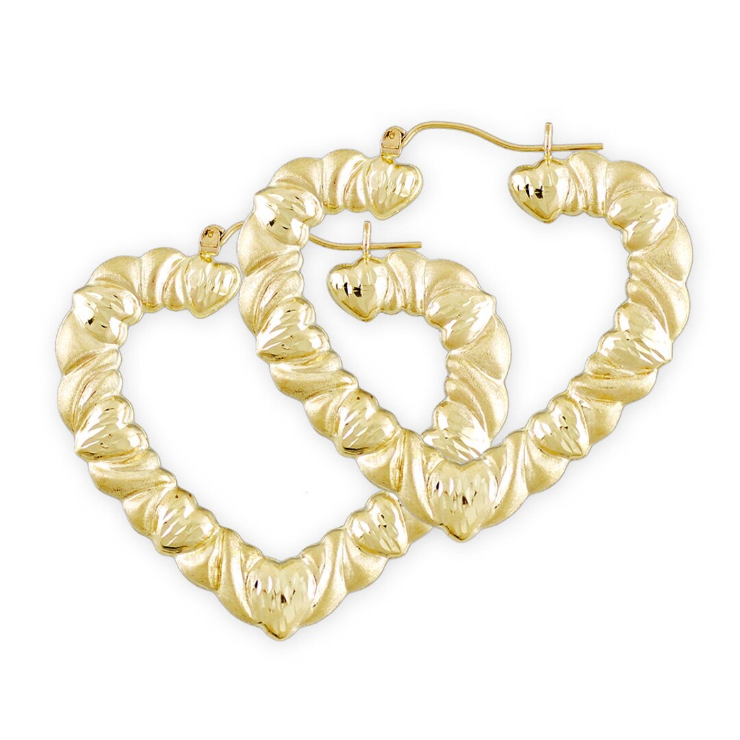 10k Real Gold XO Diamond Cuts Kisses and Hugs Heart Shape Hollow ...