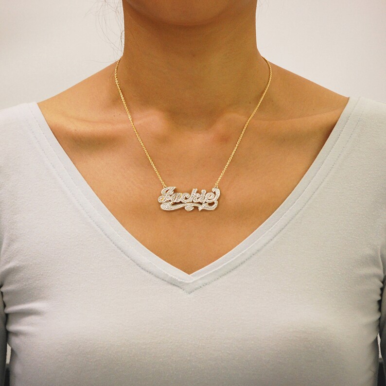 Real Solid Gold 3D Name Pendant Diamond Accent Personalized - Etsy