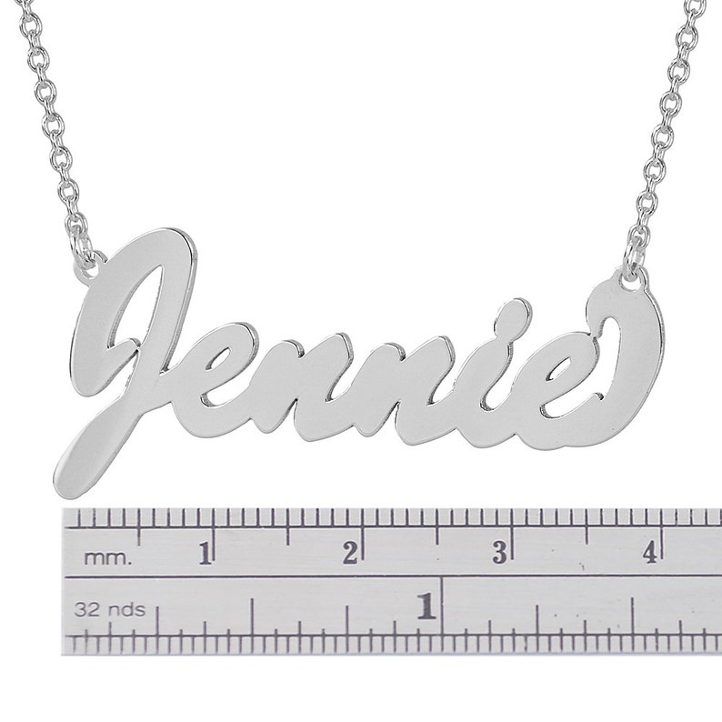 Sterling Silver Personalized Name Necklace Brushed Script Font Etsy