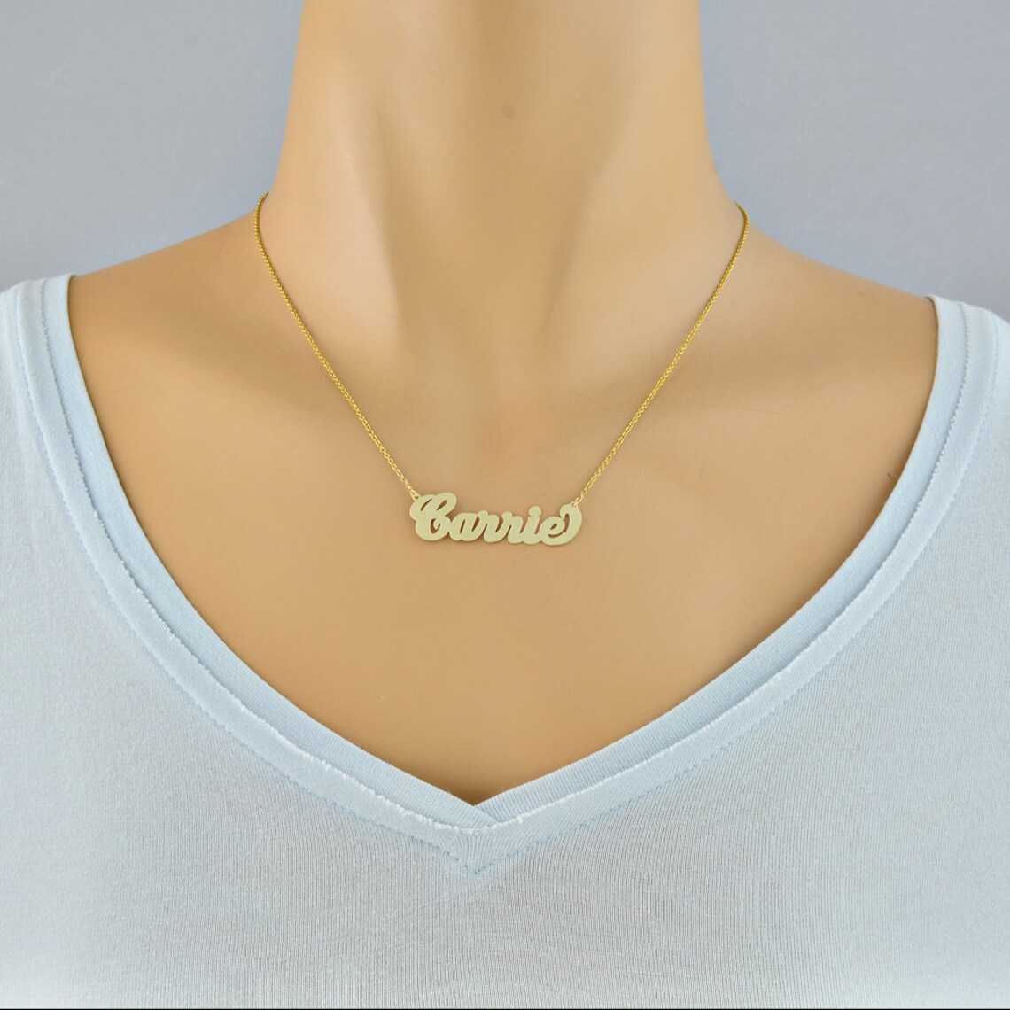10kt or 14kt Solid Gold Personalized Carrie Cursive Bold Name - Etsy