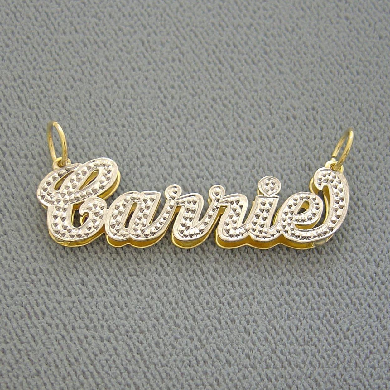 Personalized Solid 10K or 14K Gold Double Plates Small 3D Name | Etsy