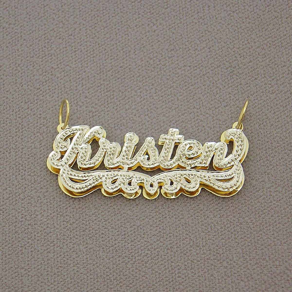 Personalized 10K Or 14K Solid Gold 3D Double Plate Pendant Iced Out personalized-10k-or-14k-solid-gold-3d-double-plate-pendant-iced-out