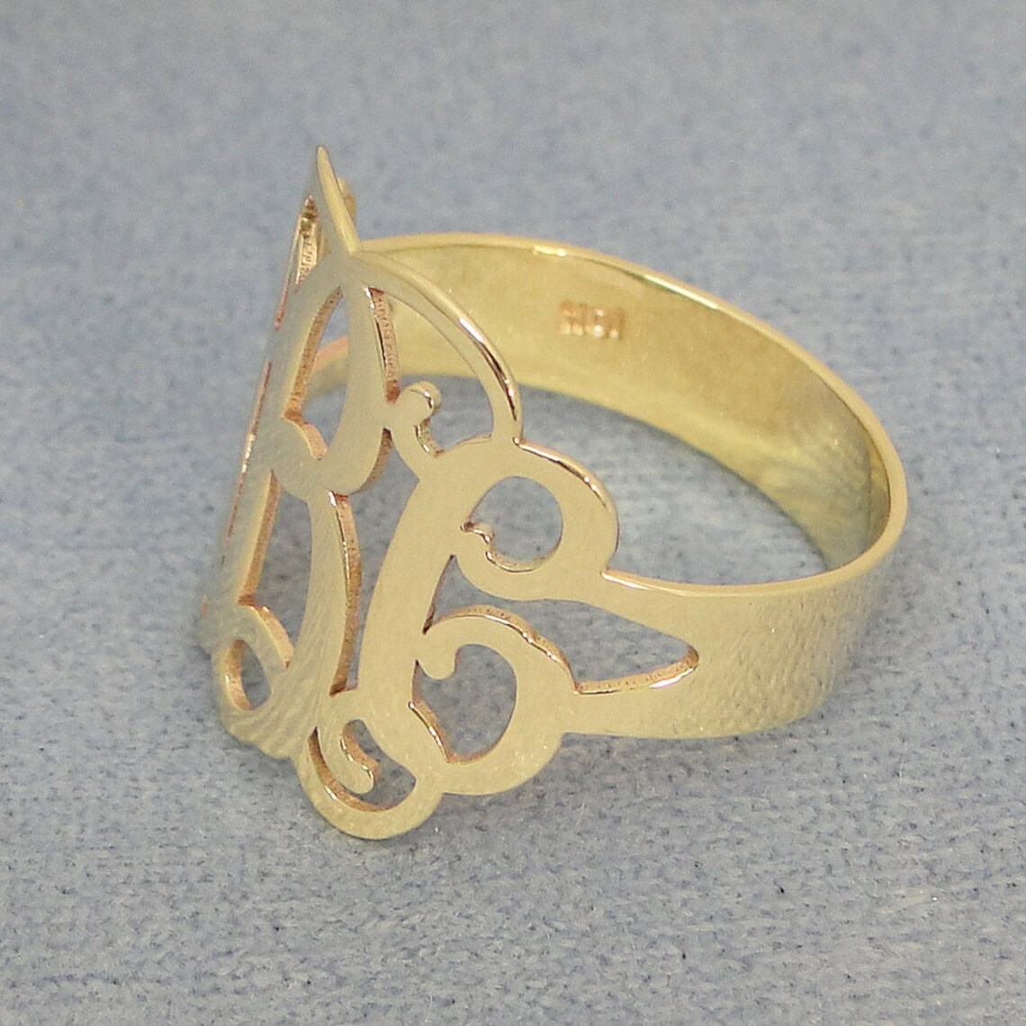 3 Initial Monogram Ring 10kt Solid Yellow or White Gold Custom - Etsy