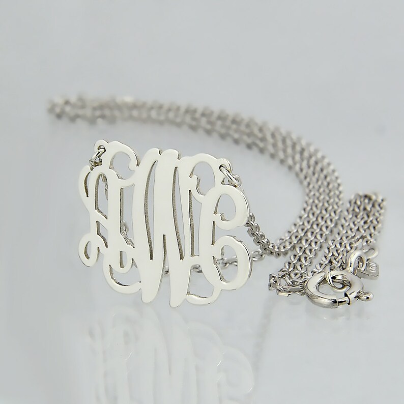 Small Sterling Silver 3 Initials Monogram Necklace 3/4 Inch - Etsy