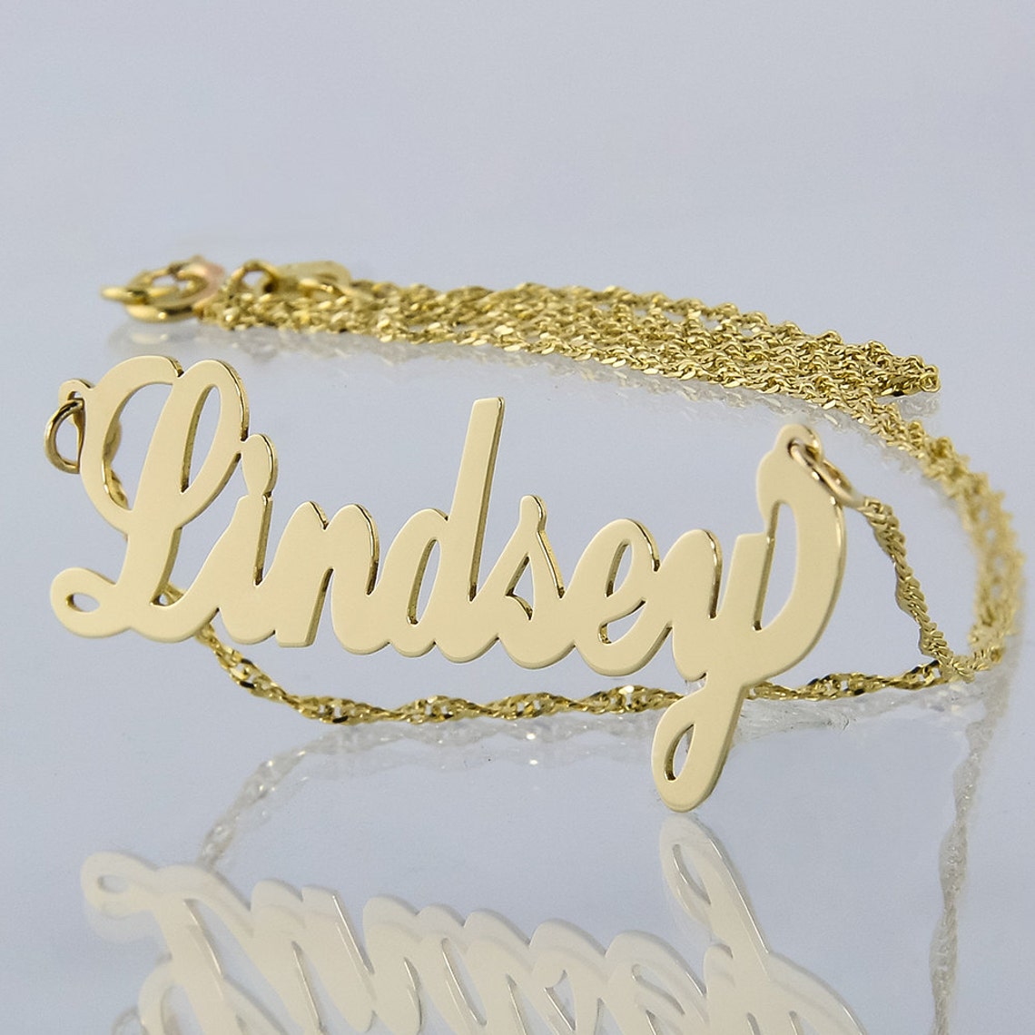 Small Solid 10k or 14k Gold Personalized Name Necklace Laser - Etsy