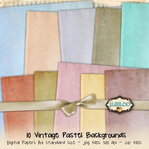 PASTEL BACKGROUNDS Large Digital Paper Texture Vintage for Scrapbook ...