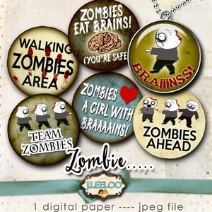 ZOMBIES Digital Download 1 Size Halloween Printable Images for Glass or ...