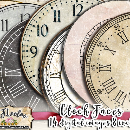 VINTAGE CLOCK 8 Inch Circle Printable Clock Face Jpeg Clipart - Etsy