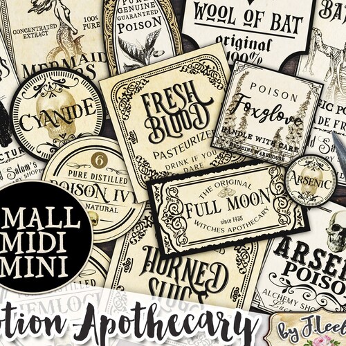 APOTHECARY POTION Printable Tags Label Bottle Jar Labels - Etsy