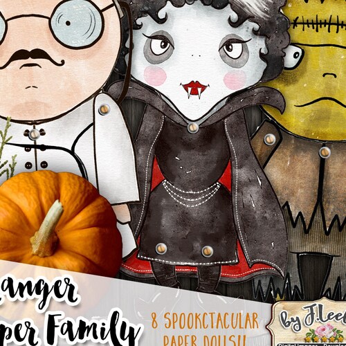 PAPER DOLL HALLOWEEN Hand Drawn Scary Digital Altered Art - Etsy