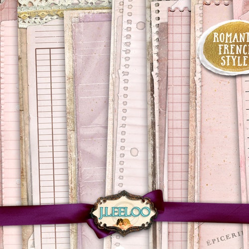 PINK LEDGER 8 Digital French Papers for Scrapbook Journal - Etsy