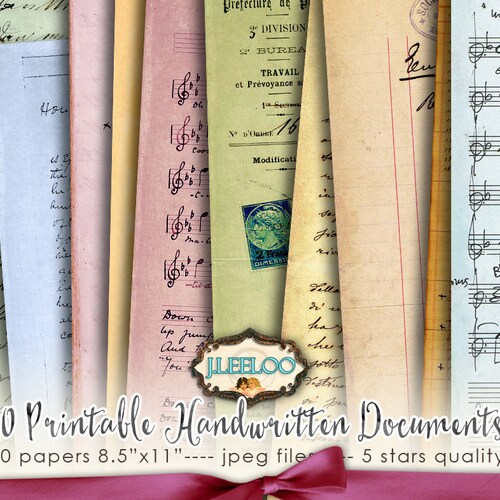 OLD HANDWRITING 10 Large Printable Vintage Documents Paper | Etsy