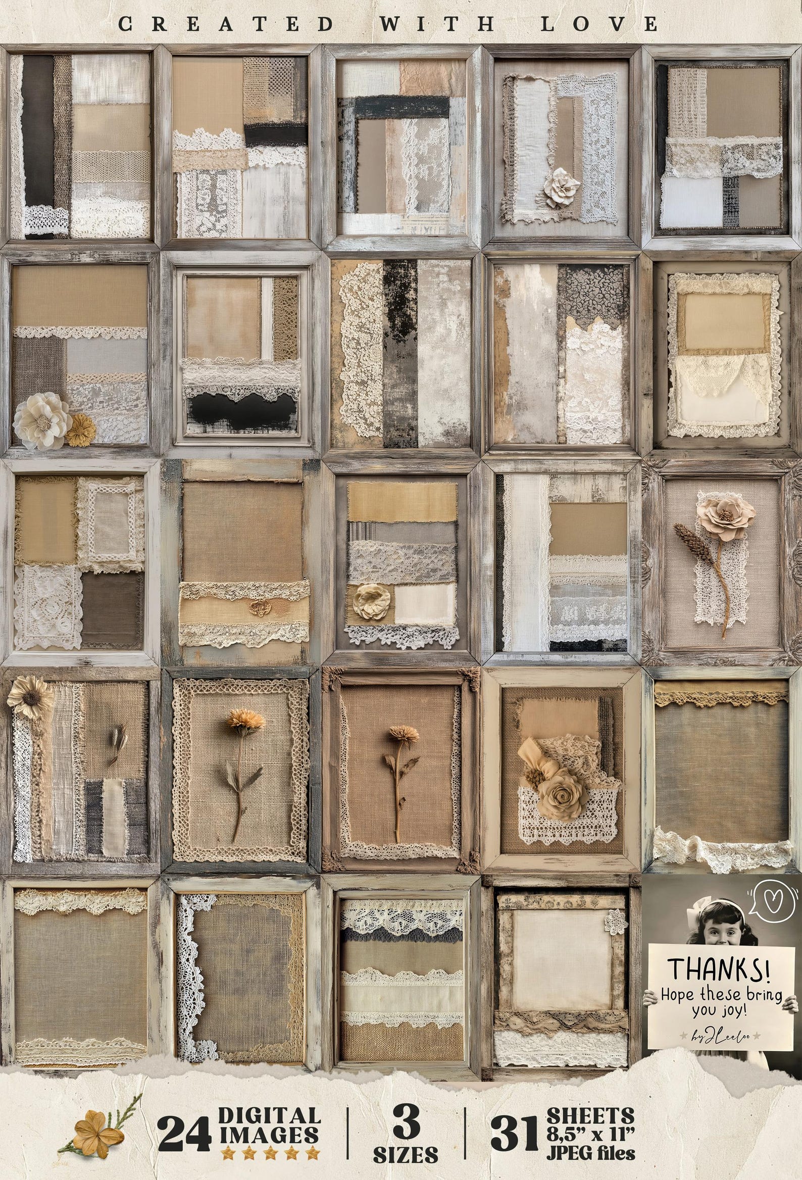 BURLAP RUSTIC 24 Neutral Background 3 Sizes | Junk Journal Pages ...