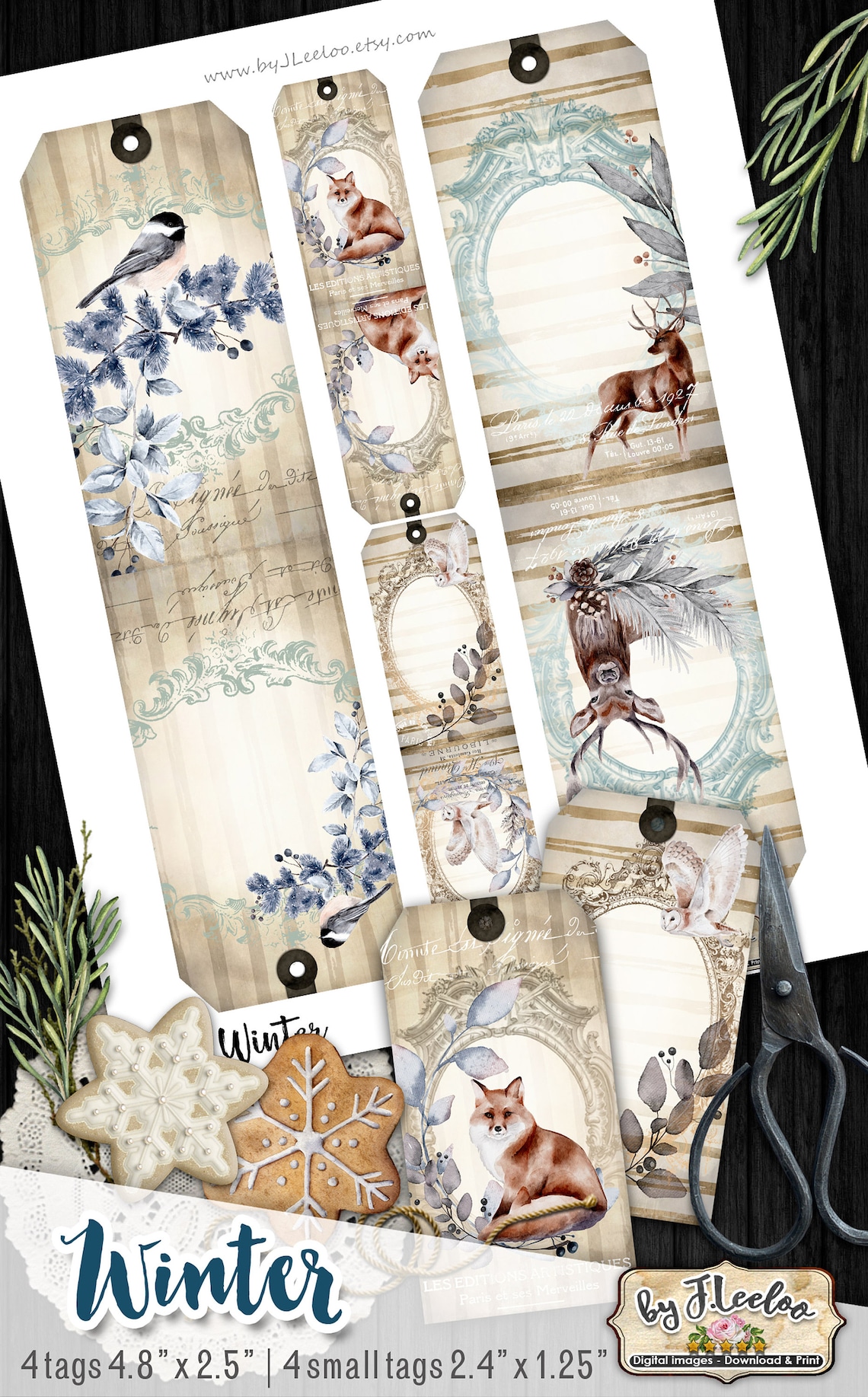 WINTER Tags for Holidays Gift Junk Journal Diary Crafting - Etsy