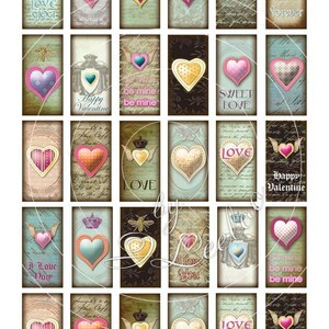 MY HEART 2x1 Domino Valentine Love for Rectangle Pendant Soldered Art ...