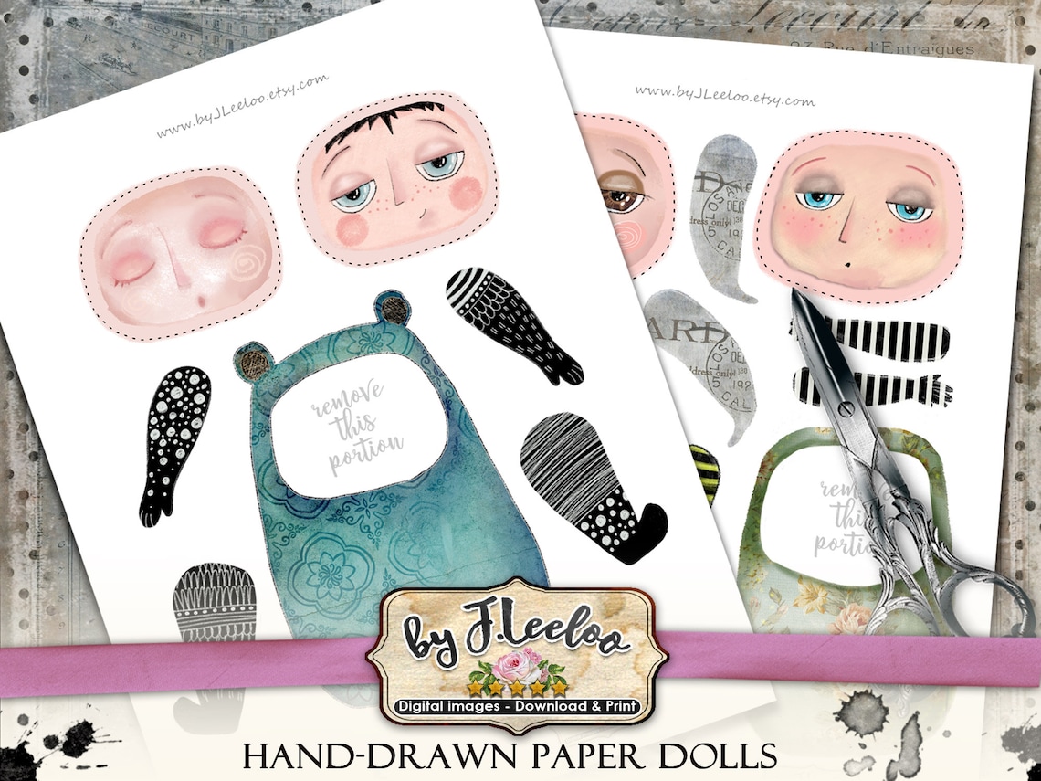 PAPER DOLL Articulated Hand-drawn Digital Altered Art for | Etsy