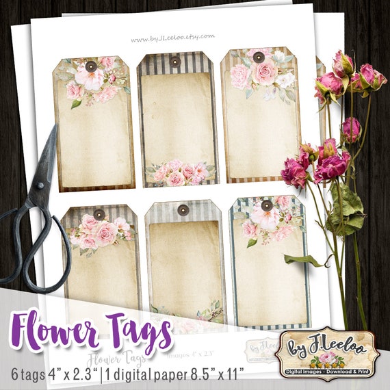 FLOWER TAGS Digital Shabby Chic Jewelry Holder French Paper - Etsy