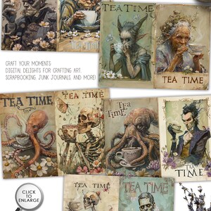 TEA TIME Half Pages Printable | Quirky and Funny Junk Journal Mixed ...