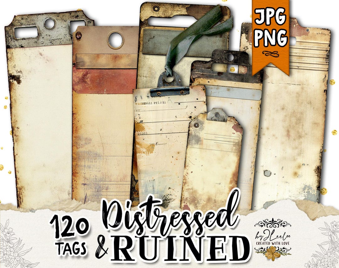 DISTRESSED & RUINED Grungy Vintage Labels | Industrial Steampunk Tag ...
