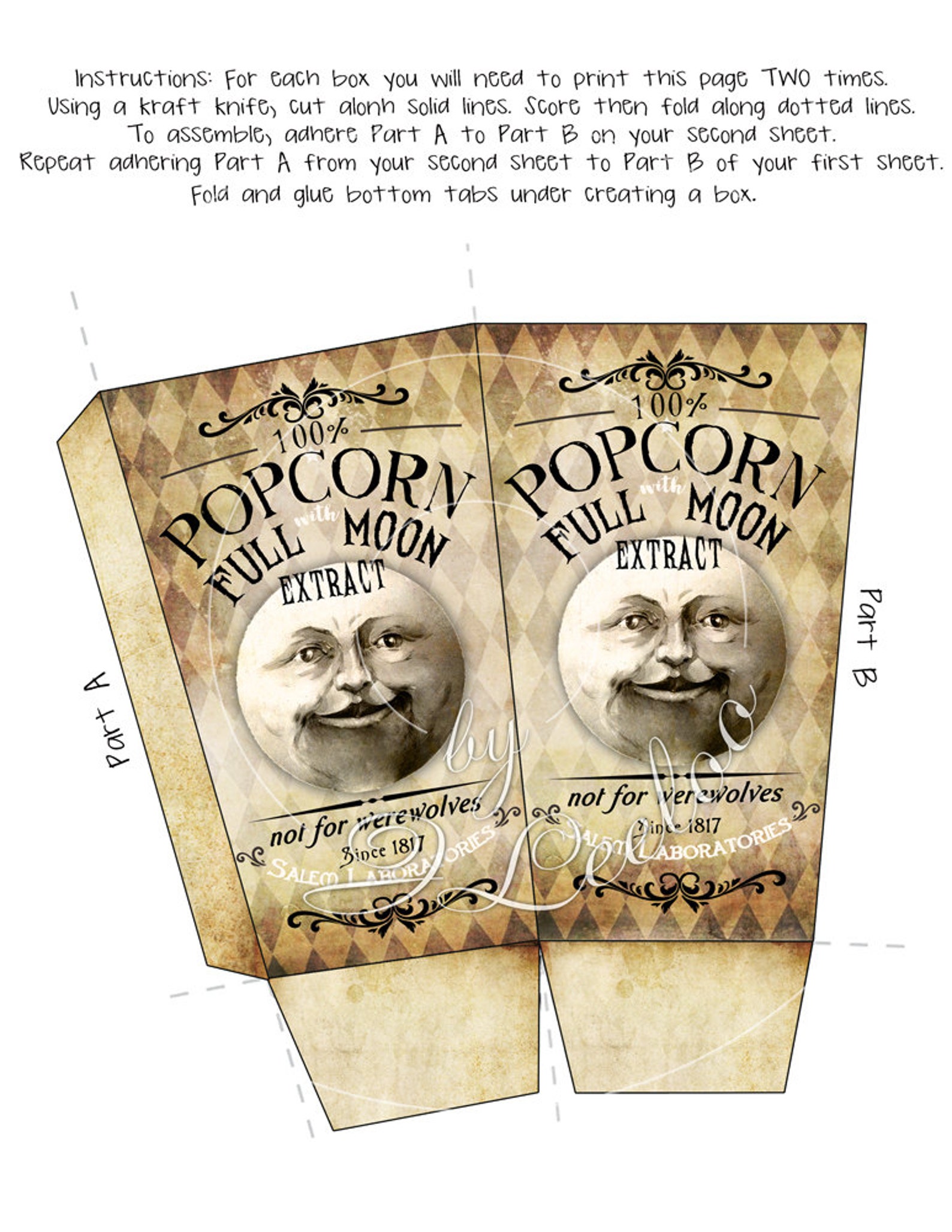 POPCORN BOXES - Digital Collage Sheet Halloween Horror Movie Tickets ...