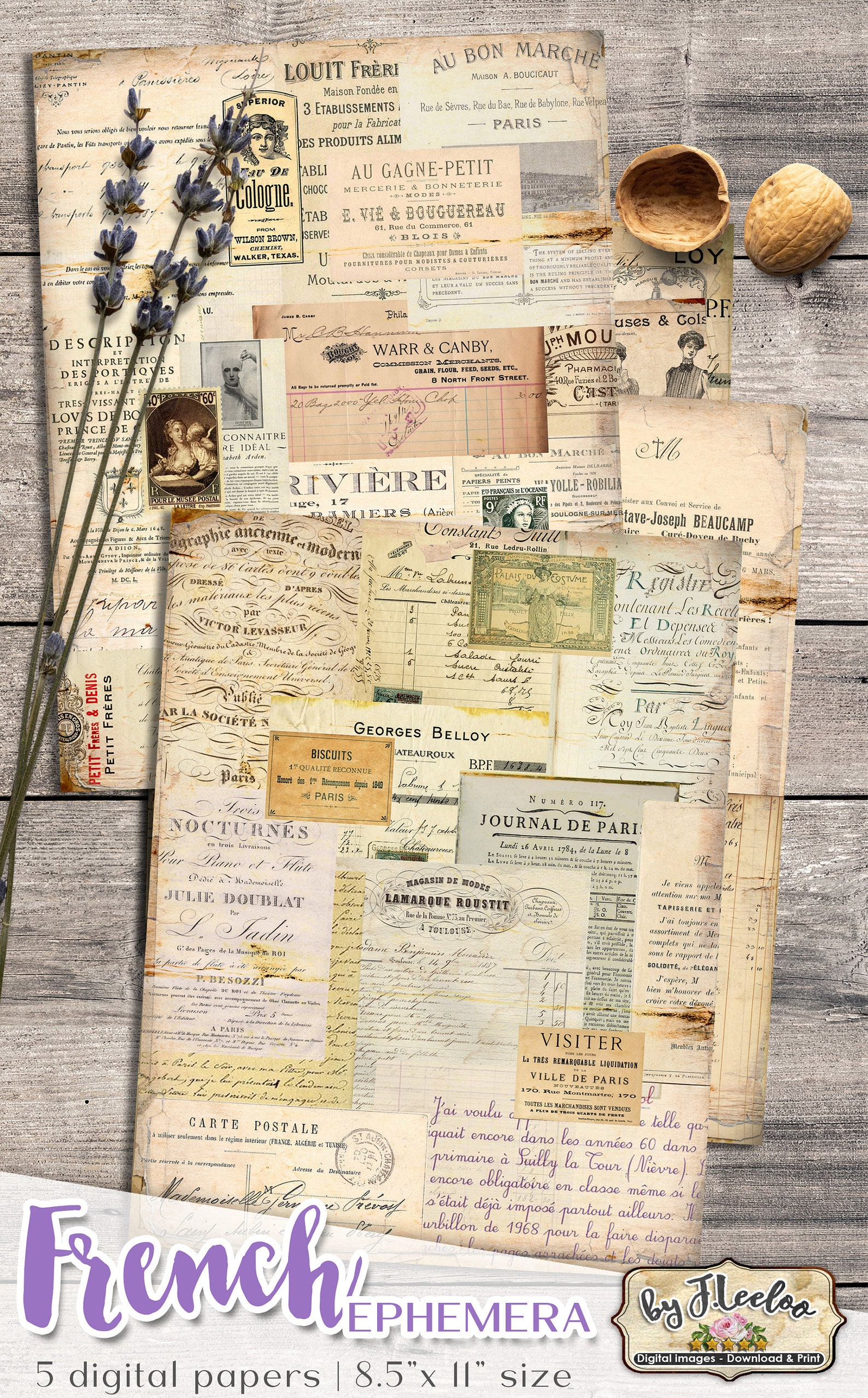 FRENCH EPHEMERA Digital Vintage Grunge Ephemera Printable - Etsy