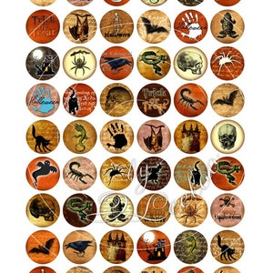 SCARY CIRCLES 1 Inch Circle Images Raven Skull Trick or Treat Halloween ...