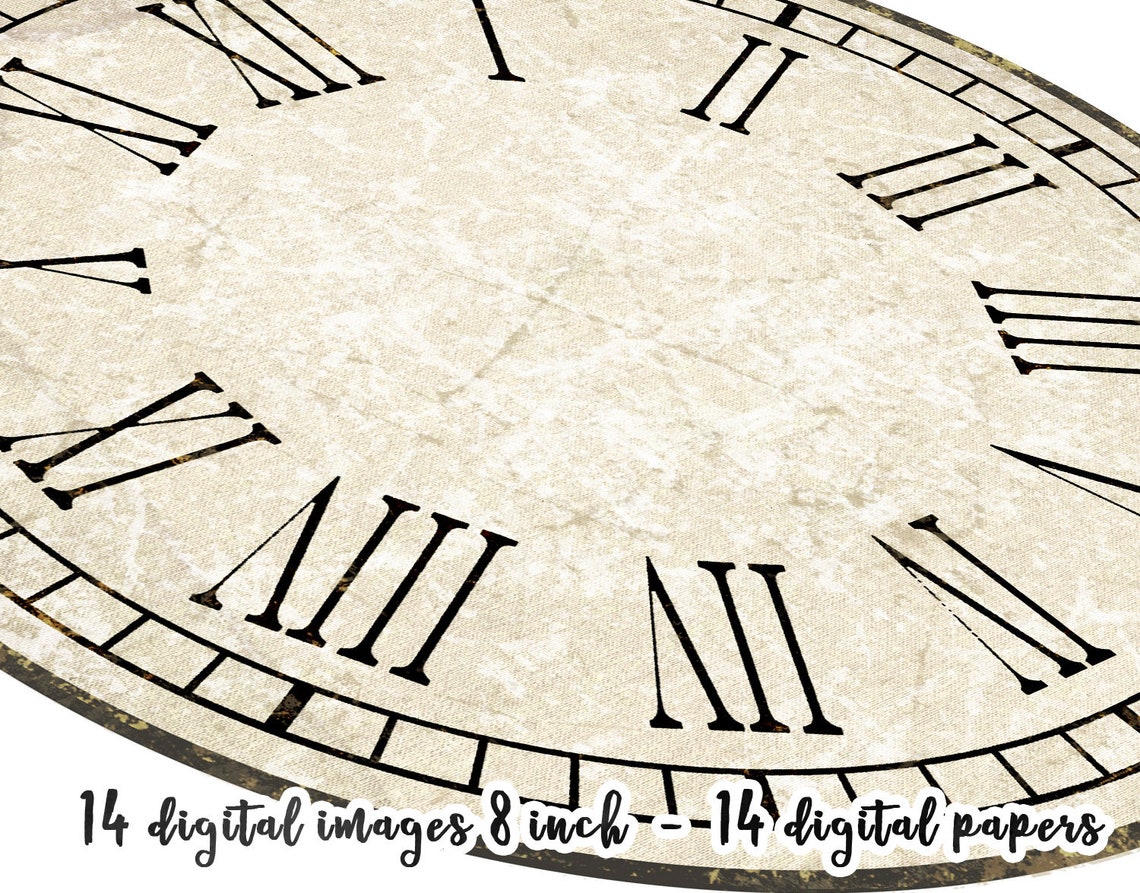 FACE CLOCK 8 Inch Circle Printable Vintage Jpeg Clipart - Etsy