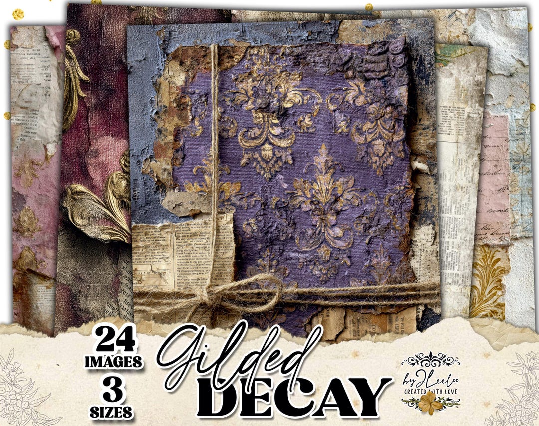 GILDED DECAY Vintage Wallpaper Collage Papers | Grunge Baroque Textures ...