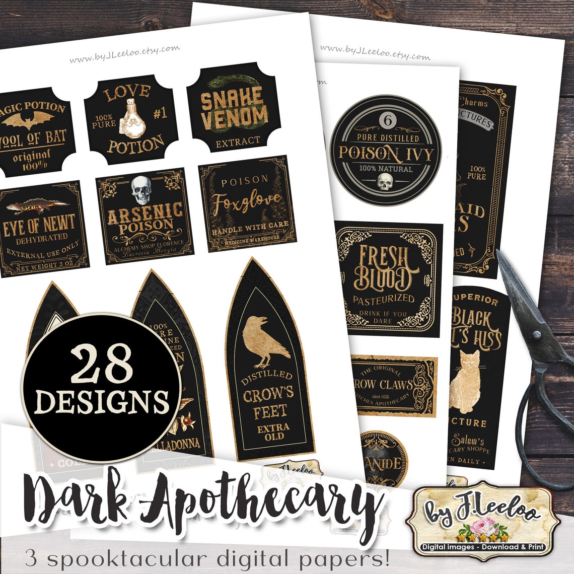 DARK APOTHECARY Printable Potion Poison Tags Label Bottle Jar Labels ...