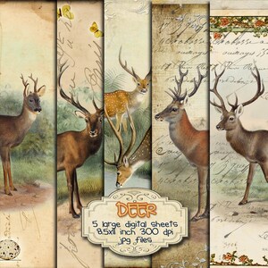 DEER 5 Collage Sheet Digital Graphics Digital Collage Sheet Invitation ...