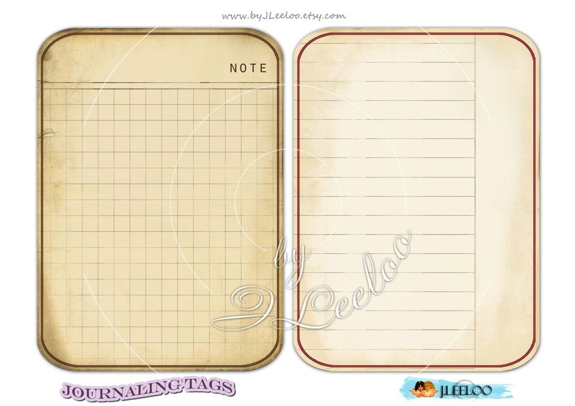 JOURNALING TAGS editable cards vintage for scrapbook journal | Etsy