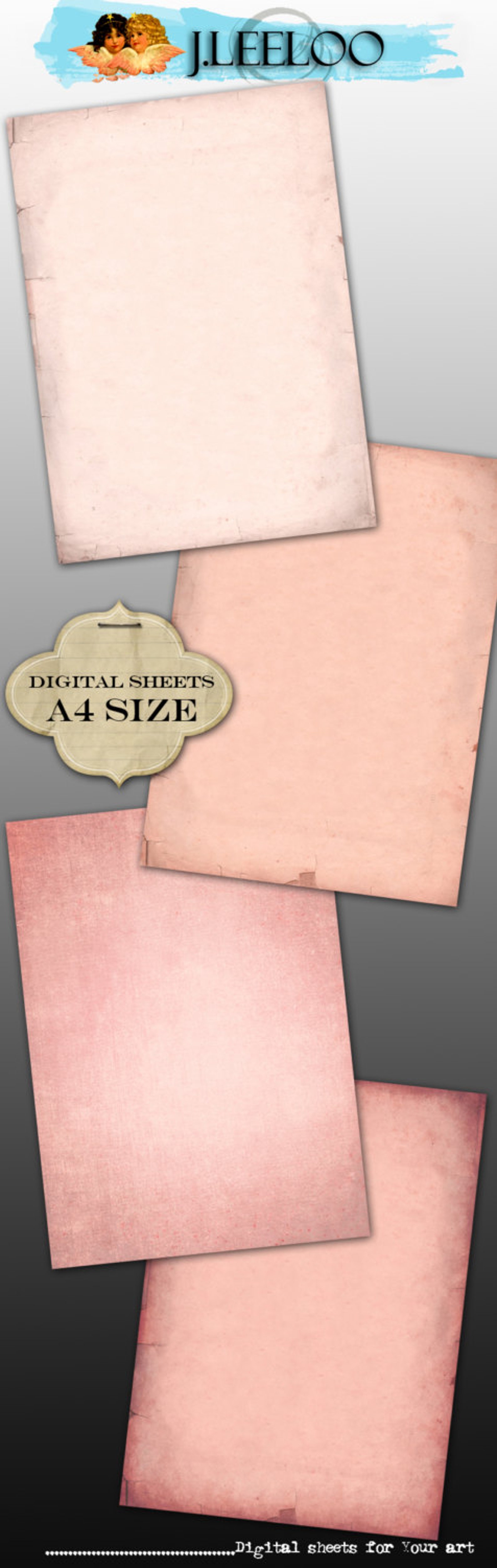 BASIC 2 POWDER Large Digital Collage Sheet Papers Texture Distressed ...