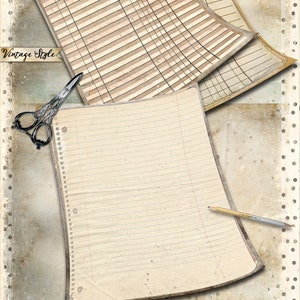 VINTAGE LEDGER 8 Digital Papers Writing Ephemera Journal Organizing ...