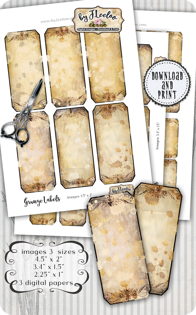 GRUNGE LABELS Printable Dirty Tags Label Bottle Jar Labels Halloween ...