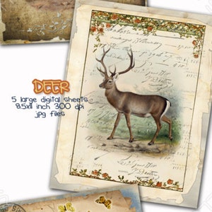 DEER 5 Collage Sheet Digital Graphics Digital Collage Sheet Invitation ...