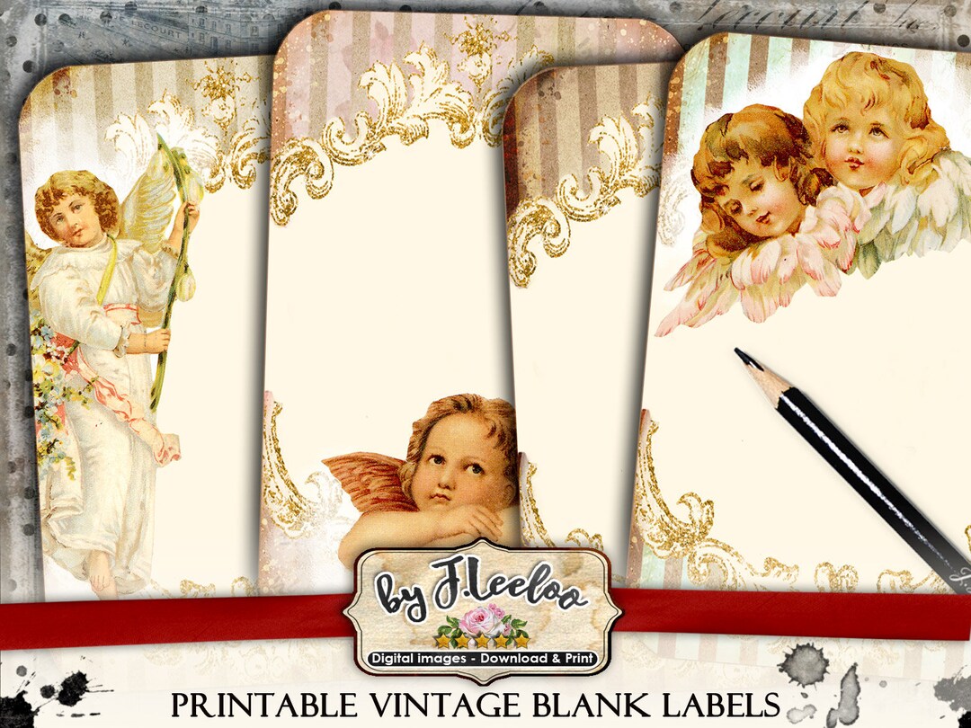 ANGELS Cards Christmas Vintage Printable Postcard for Invitation ...