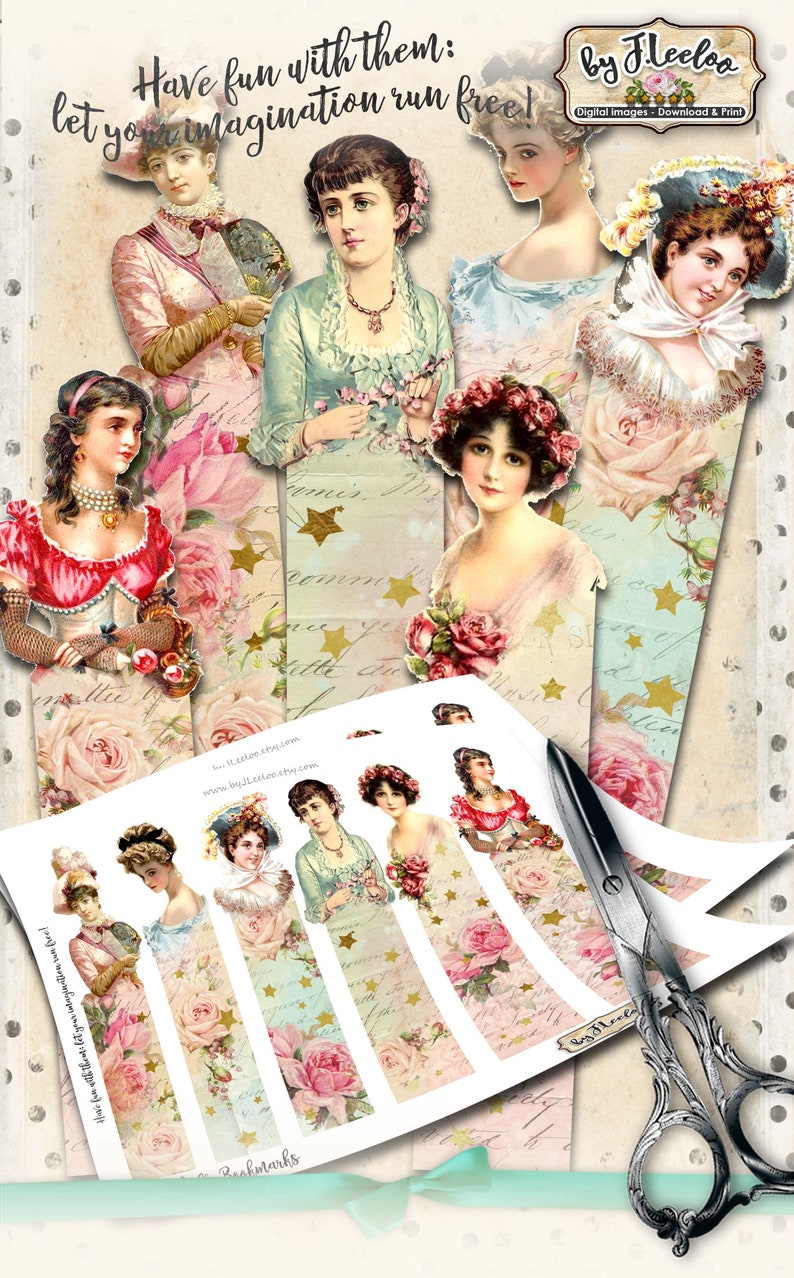 DOLLS BOOKMARKS Printable Paper Victorian Digital Collage - Etsy UK