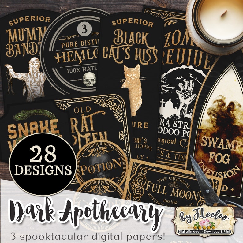 DARK APOTHECARY Printable Potion Poison Tags Label Bottle Jar Labels ...